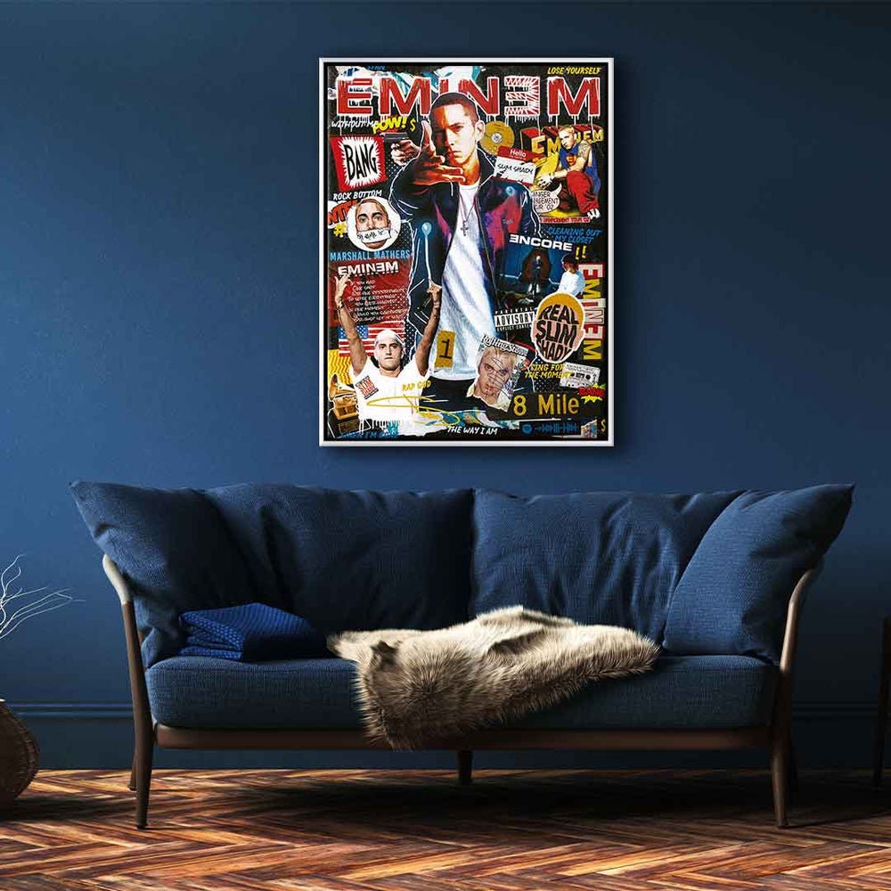 Eminem Canvas Picture Portrait Eminem Style Collage Premium Matte ...