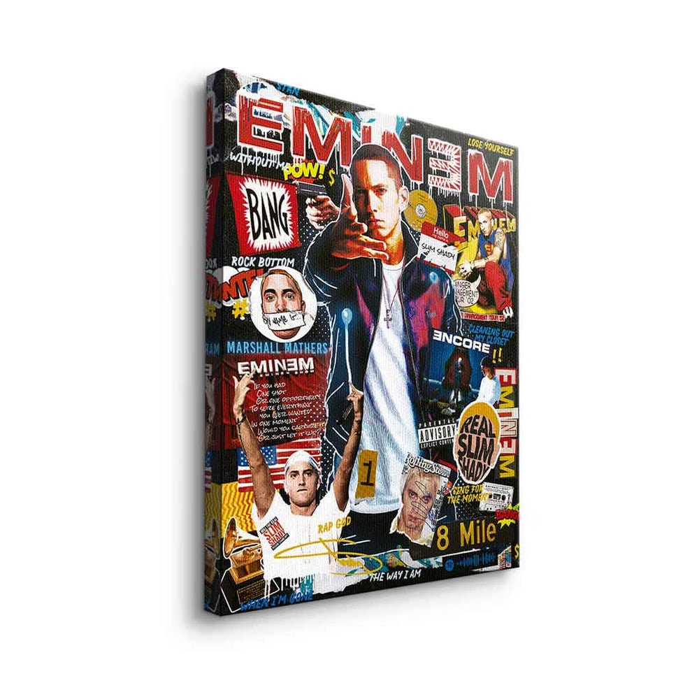 Eminem Canvas Picture Portrait Eminem Style Collage Premium Matte ...