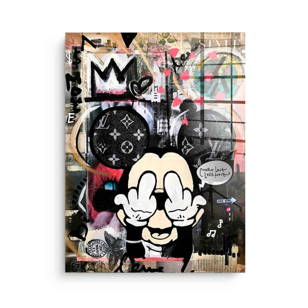 Mickey Mouse Acrylic Glass Picture Comic Pop Art Portrait Collage Mural ...