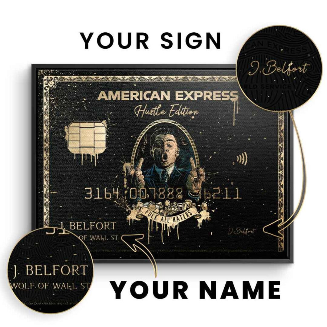 Canvas Picture Customizable American Express Black AMEX Card Wolf of ...