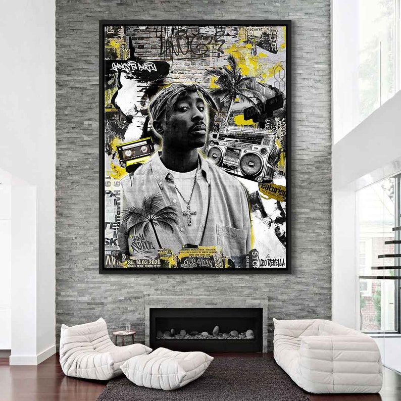 Tupac Shakur 2pac Canvas Picture US Rapper Hip Hop Music Street Art Pop ...