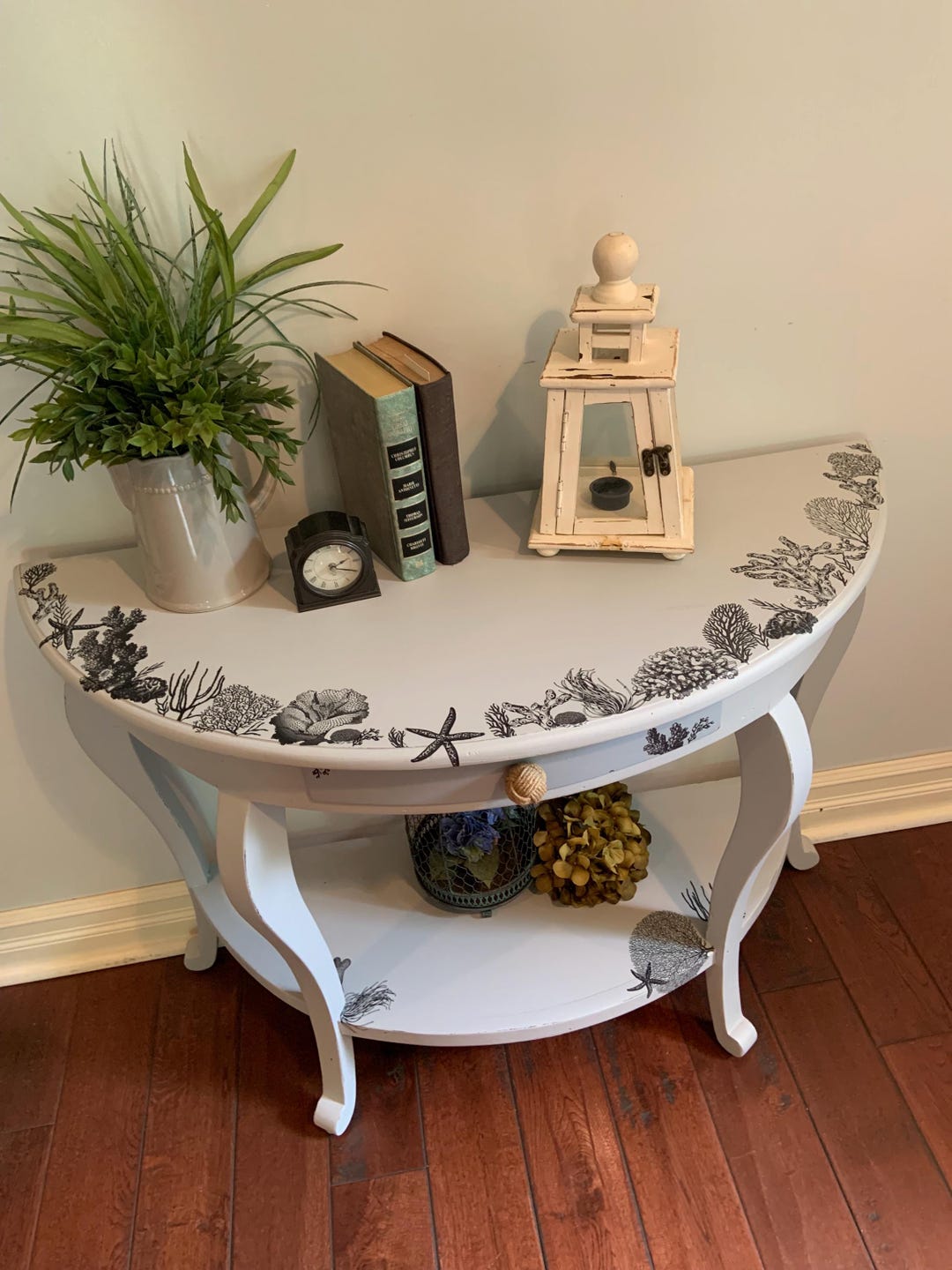 Coastal Nautical Beach Coral Console Entry Table - Etsy