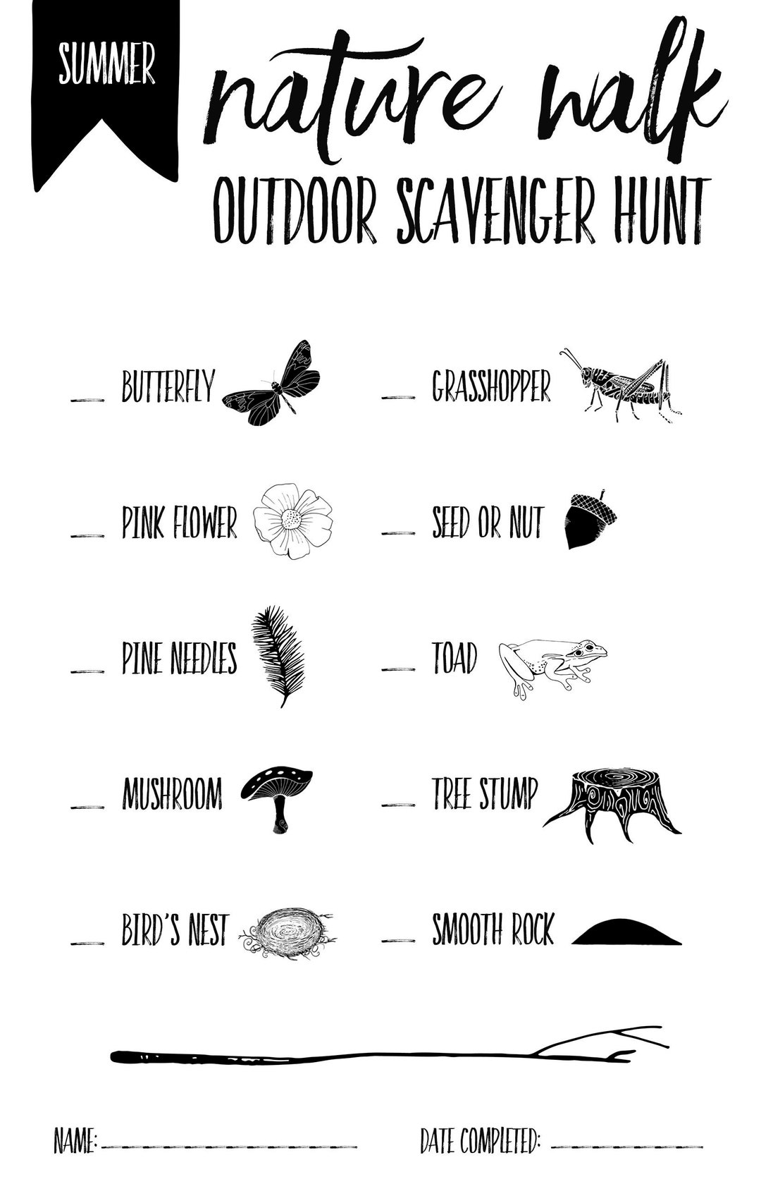 Nature Walk Summer Scavenger Hunt [INSTANT DOWNLOAD] - Etsy