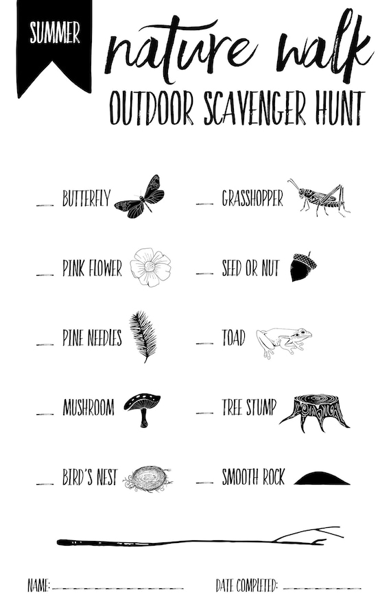 Nature Walk Summer Scavenger Hunt INSTANT DOWNLOAD | Etsy