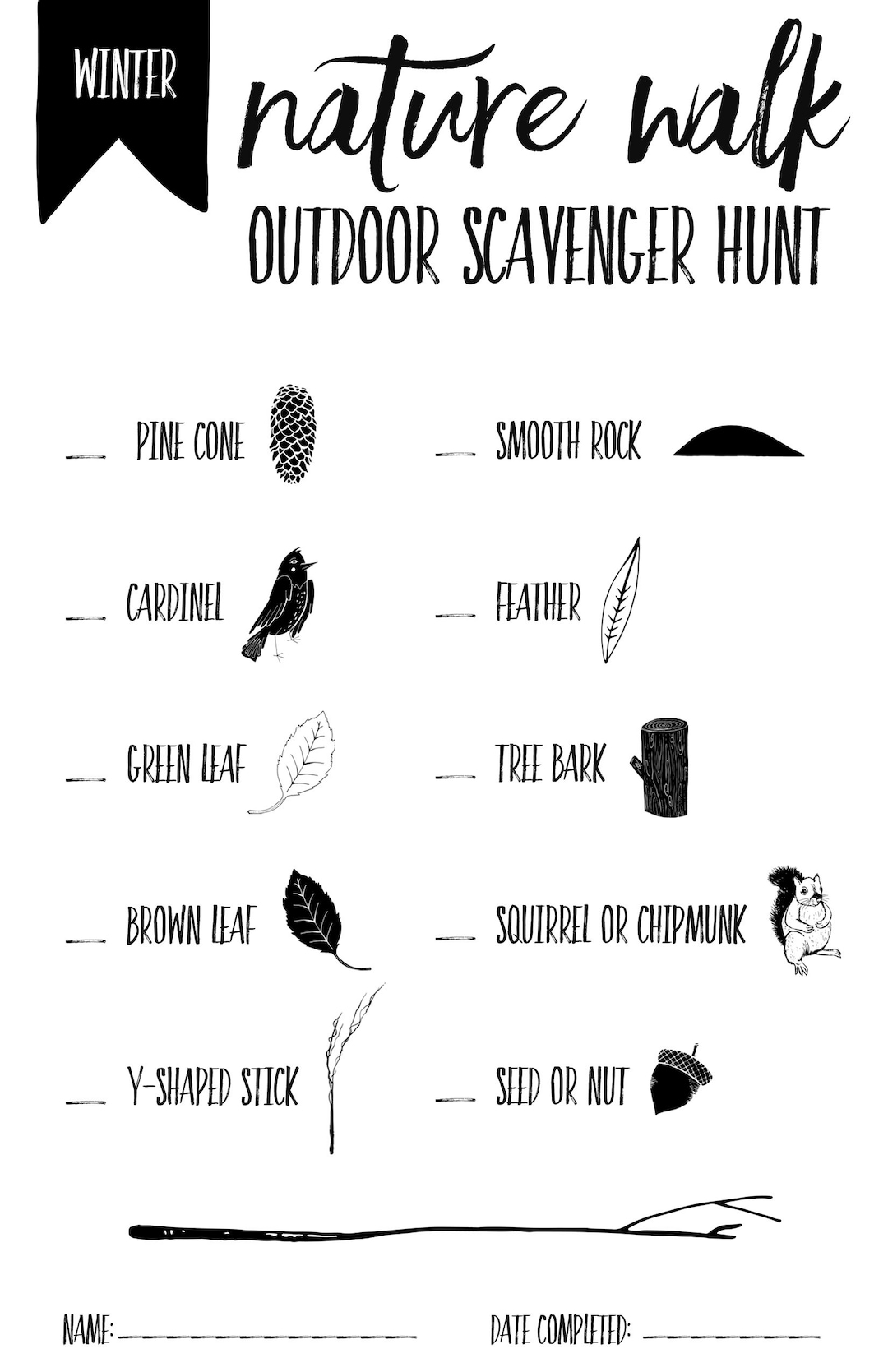 Nature Walk Winter Scavenger Hunt [INSTANT DOWNLOAD] - Etsy