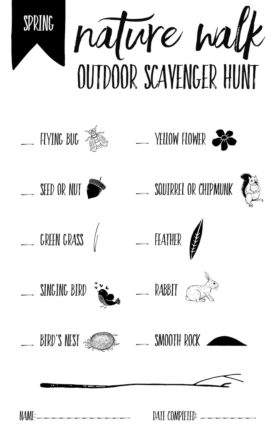 Nature Walk Spring Scavenger Hunt [INSTANT DOWNLOAD] - Etsy