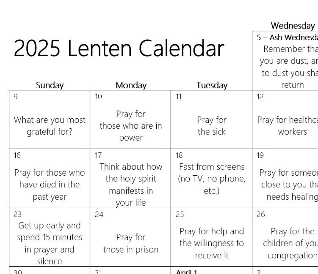 2025 Lenten Calendar - Digital Download - Etsy