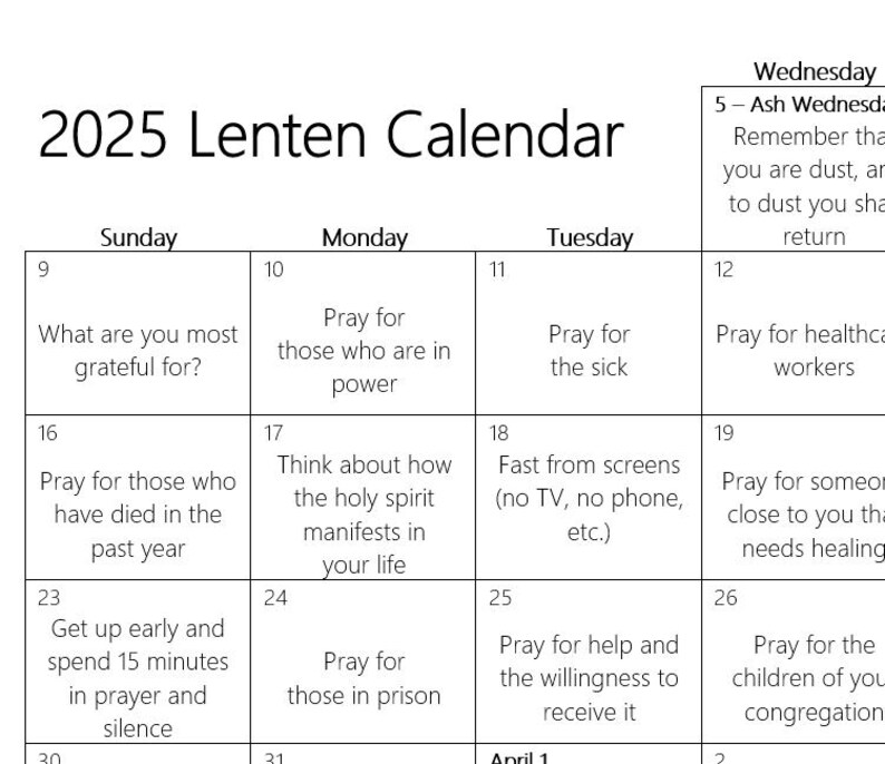 2025 Lenten Calendar - Digital Download - Etsy
