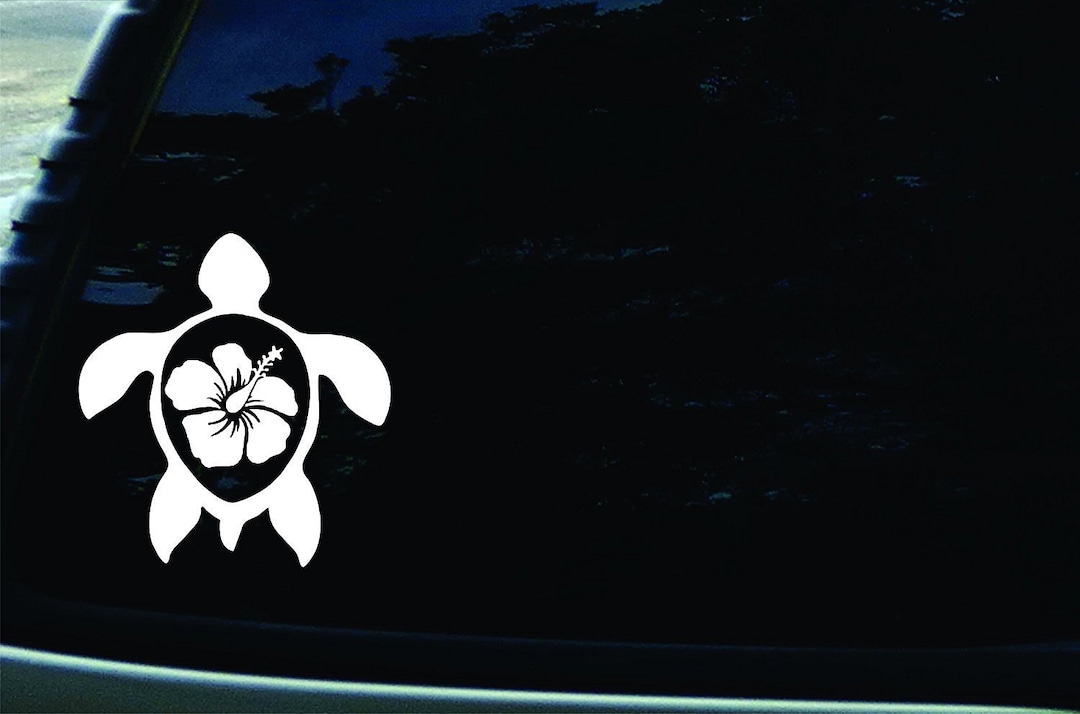 Hawaiian Turtle Decal White Choose Size - Etsy