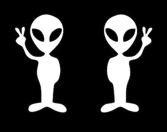 Alien Peace Vinyl Decal - Etsy