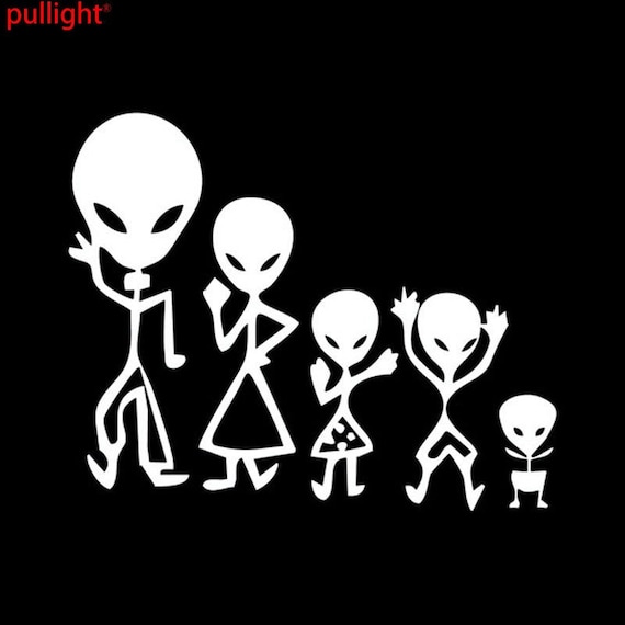 Alien Family Decal 8 Long White | Etsy