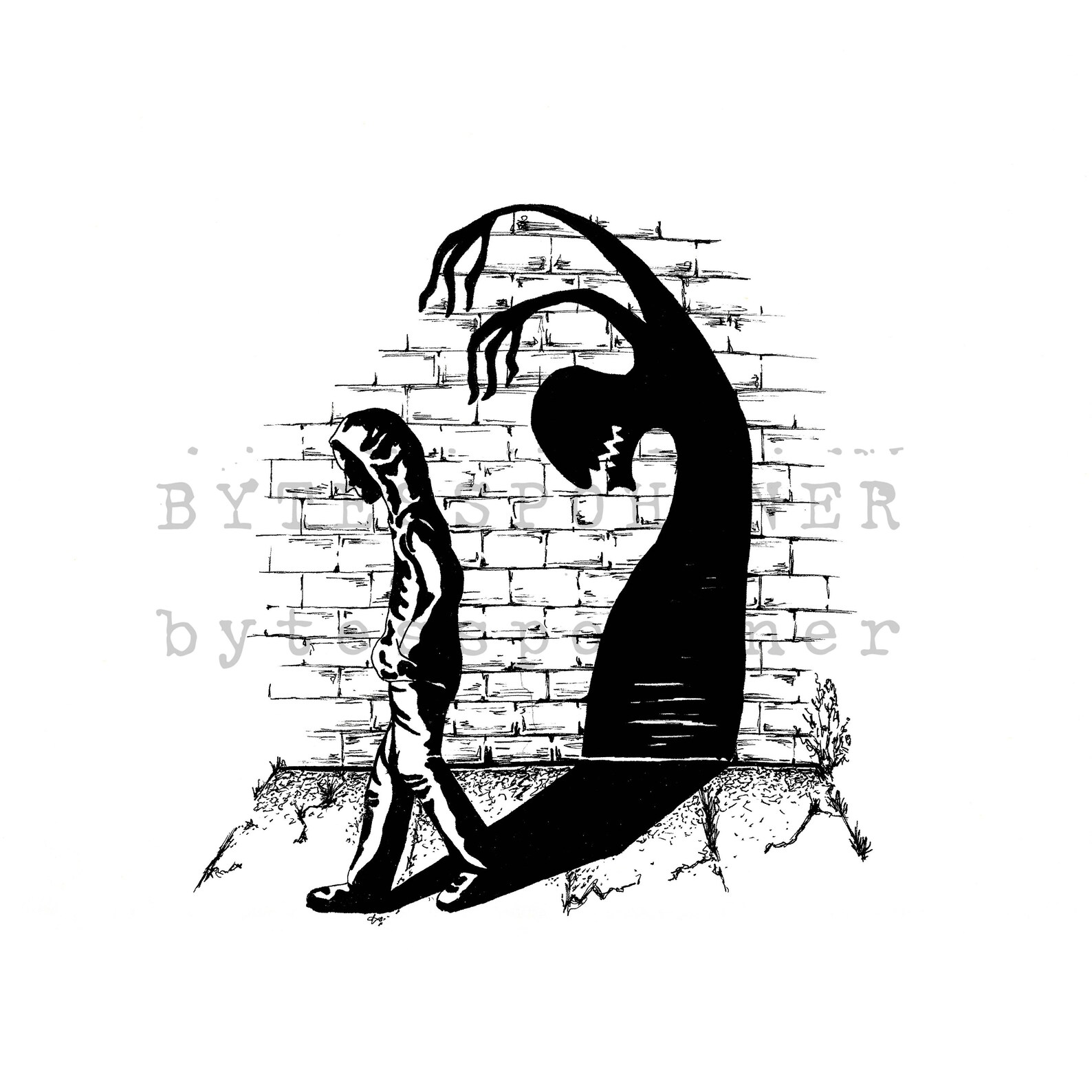 DIGITAL FILE "creeping Shadow" Ink Drawing Printable Art - Etsy