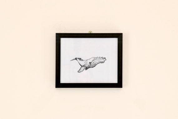 DIGITAL FILE Humpback Whale Ink Drawing Printable Art | Etsy