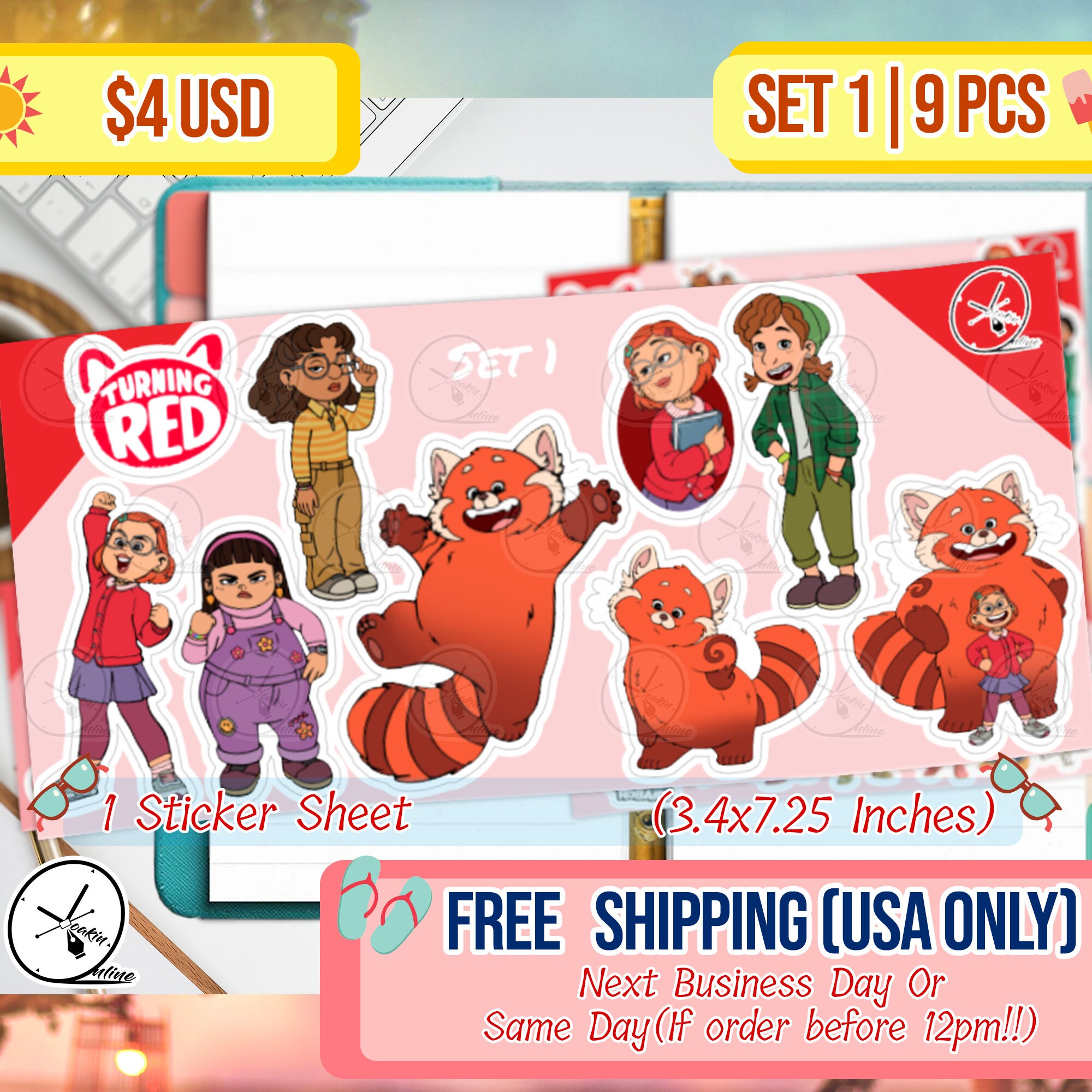 Turning Red Red Panda Stickers Sticker Pack Square - Etsy