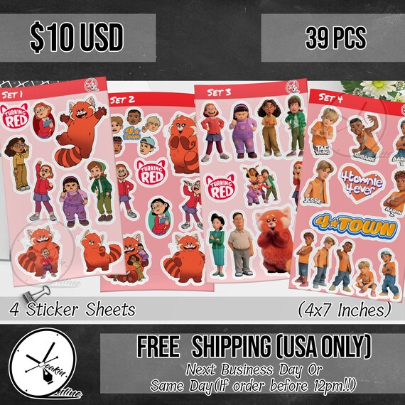 Turning Red Red Panda Stickers Sticker Pack Square | Etsy