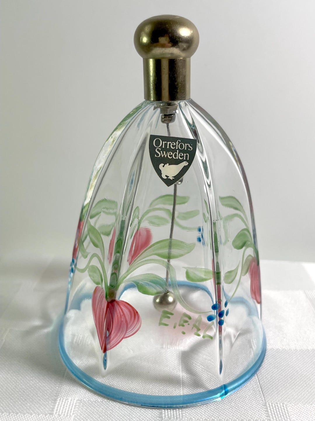 ORREFORS "maja" Glass Designer Dinner Bell - Hand Painted & Signed - 4 ...