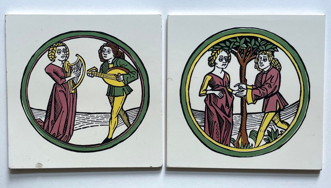 Antique Hand Painted Tiles Medieval Woodblock Prints - Etsy