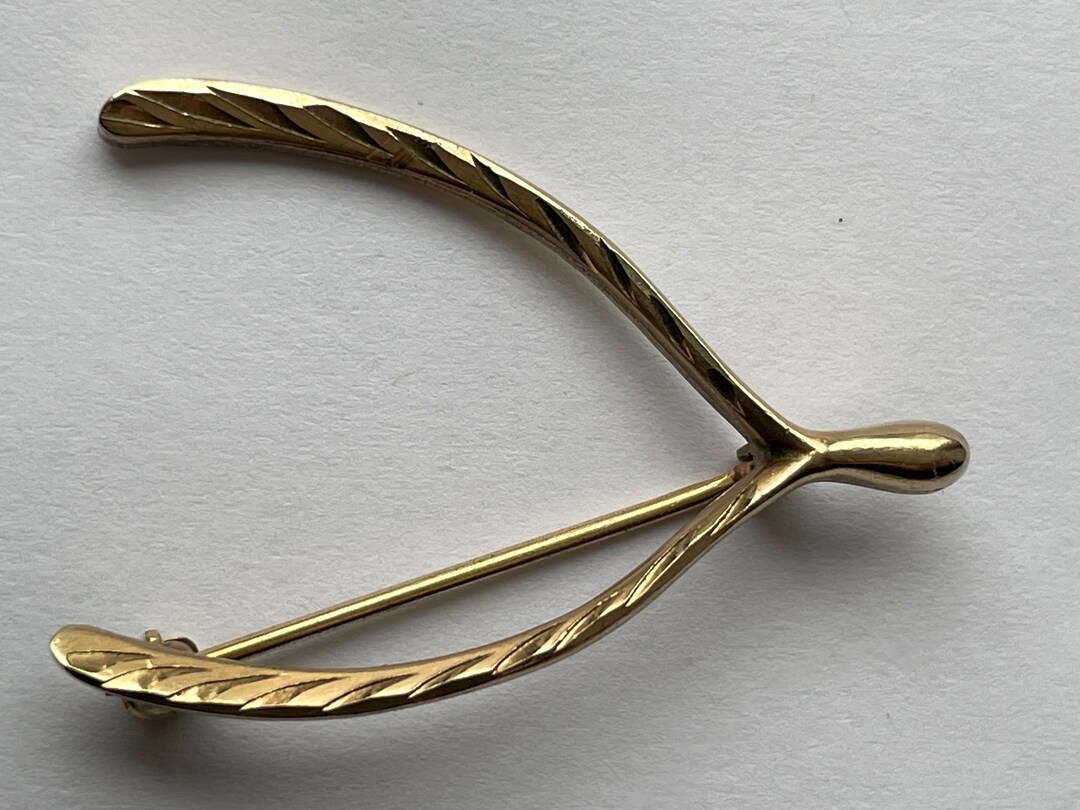 Delicate Gold Filled Bright Cut Engraved Wishbone Pin - Etsy