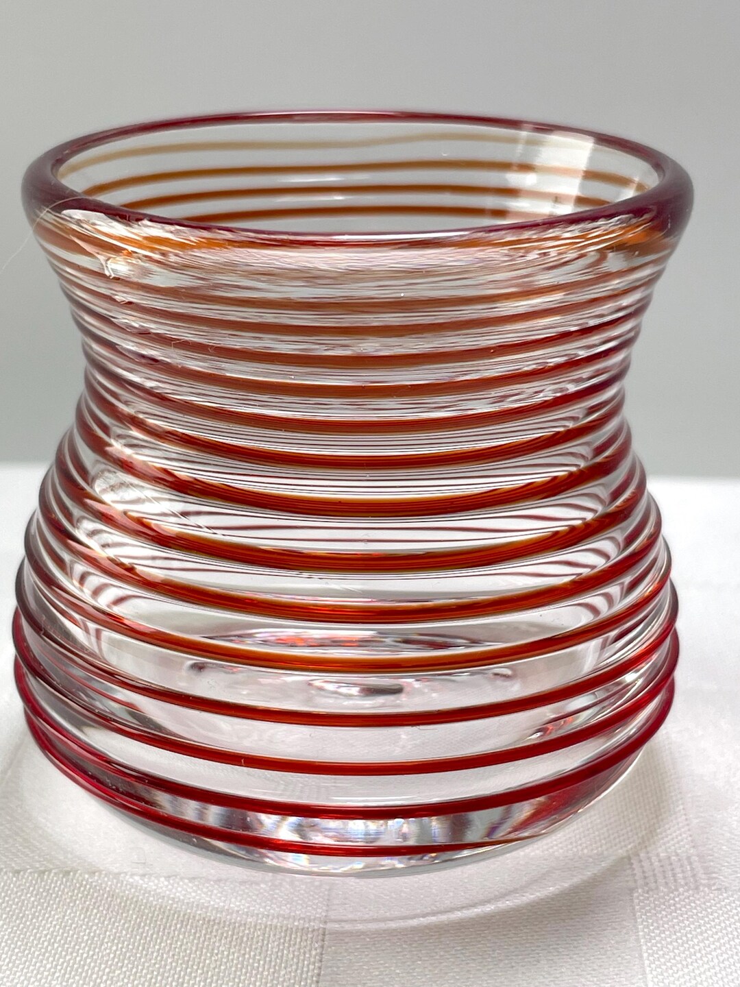 Petite VITRIX Art Glass Vase 1987 - Colorless With Red Threading - 2 1/ ...
