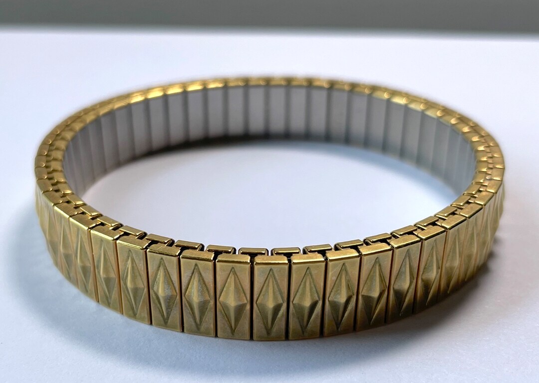 EDFORCE Gold Tone Stainless Steel Expansion Bracelet - 8 1/2" - Etsy