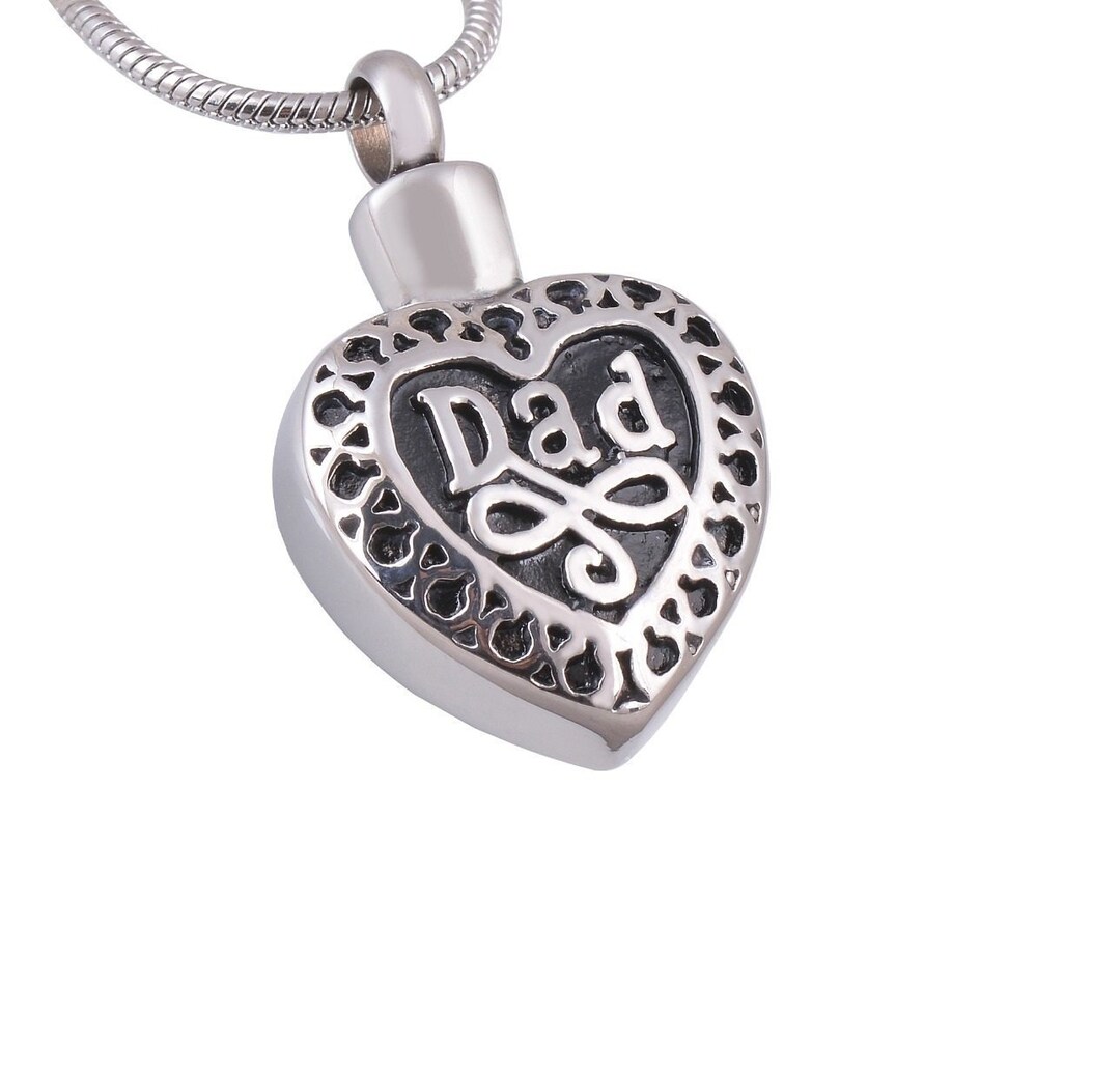 CREMATION JEWELLERY Ashes Urn Pendant Keepsake Dad Heart Cross Memorial ...
