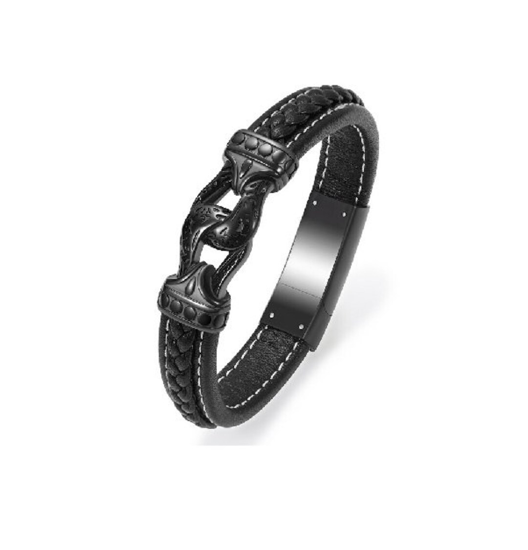 Mens Male Urn Bracelet Ashes CREMATION JEWELLERY Leather With White ...