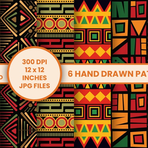 6 Hand Made African Digital Scrapbook Paper African - Etsy