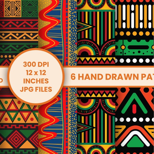 6 Hand Made African Digital Scrapbook Paper African - Etsy
