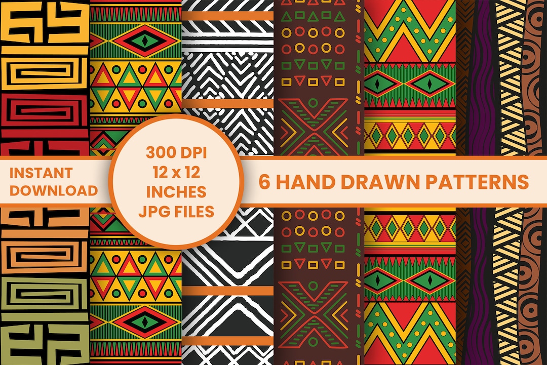 6 Hand Made African Digital Scrapbook Paper | African Background ...