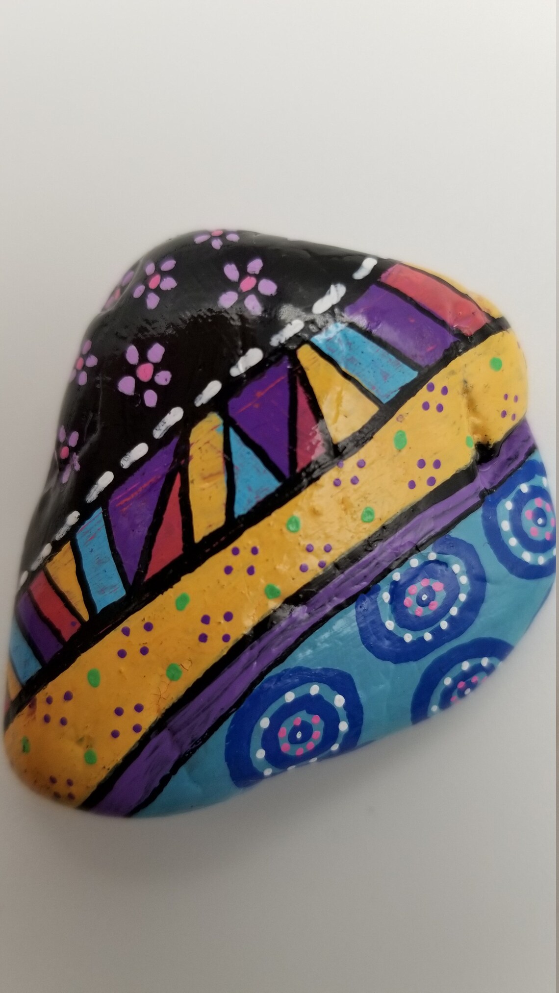 Hippie Rock Handpainted Natural Stone. - Etsy