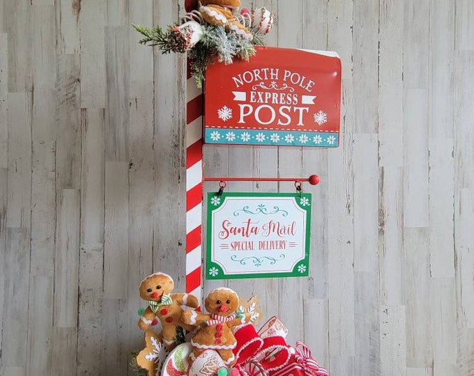 Santas Mailbox Decor Gingerbread Centerpiece Peppermint Centerpiece