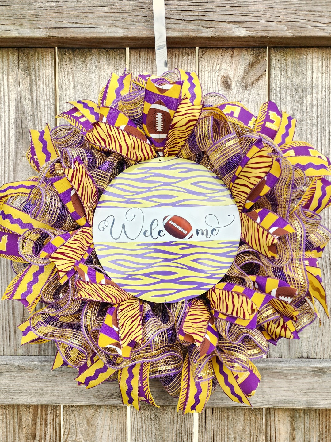 LSU Wreath,tigers Football,lsu Fan Decor,football Wreath,fan Gear,lsu ...