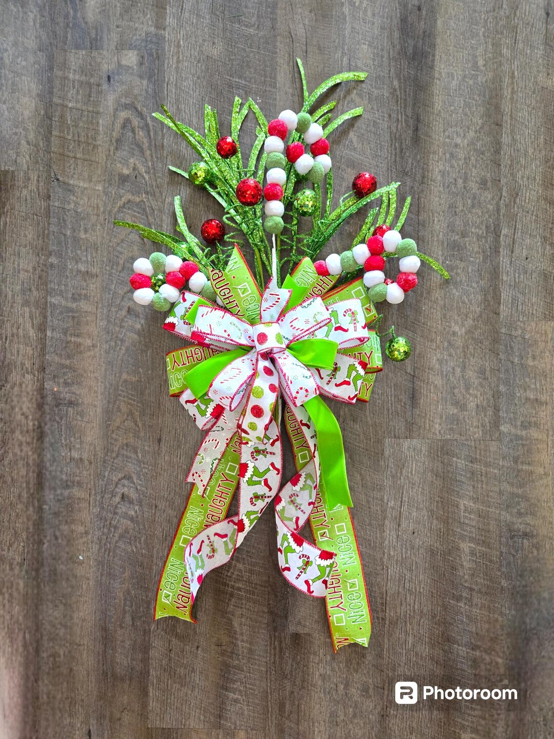 Whimsical Tree Topper, Bright Green and Red Topper,green Monster, Candy ...