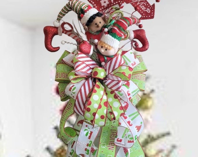 Elf Legs Tree Topperdelux Tree Topperwhimsical Tree Topper - Etsy