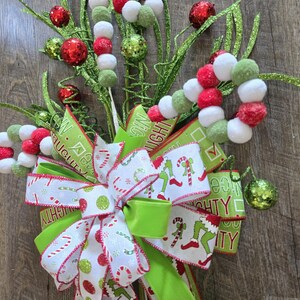 Whimsical Tree Topper, Bright Green and Red Topper,green Monster, Candy ...