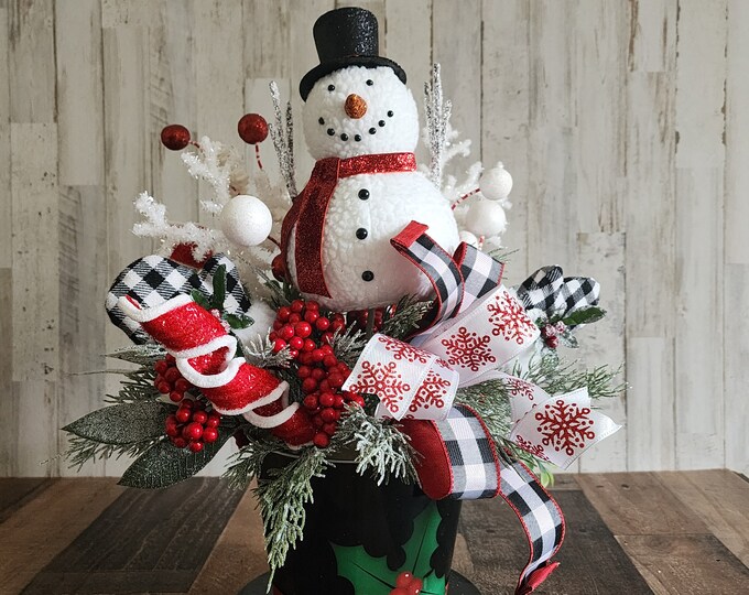 Snowman Centerpiece,for Dining Table,tophat Christmas Centerpiece ...