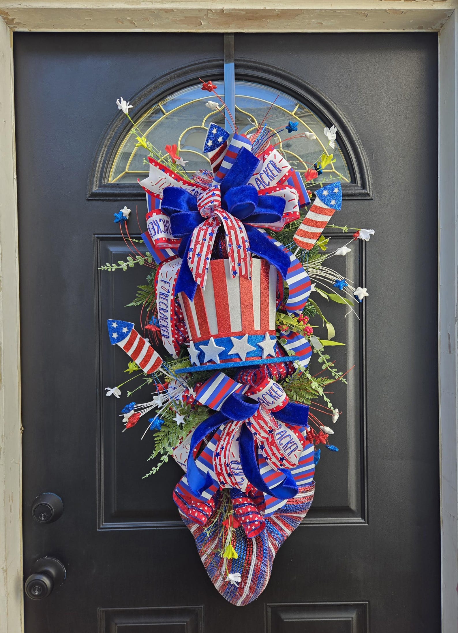 Large Patriotic Door Wreath,double Doors,long Fireworks Swag,4th of ...