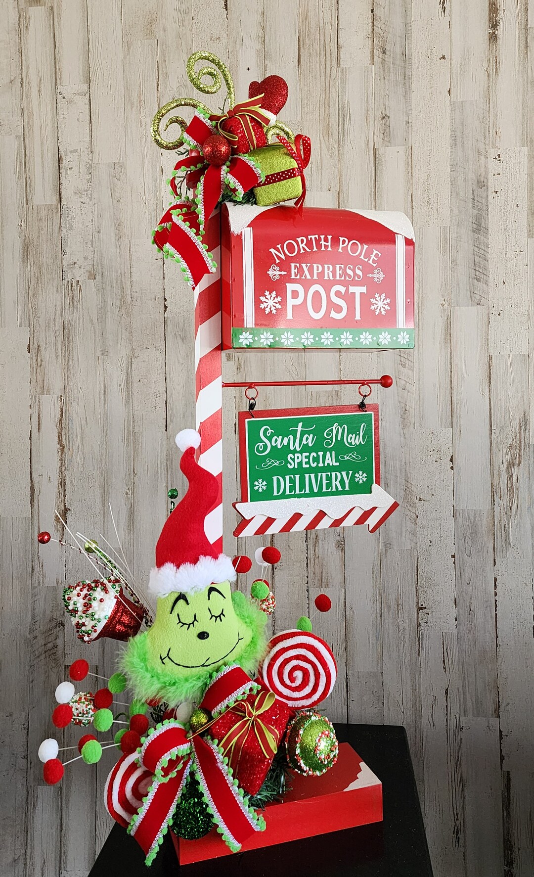 Green Elf Mailbox Arrangement, Large Christmas Mailbox, Santa Mail,tall ...