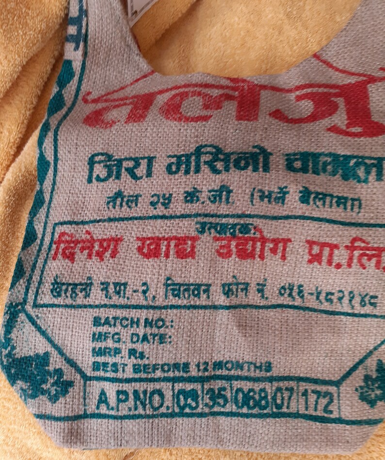 Recycled Rice Sack Bag Handcrafted 100% Cotton | Etsy