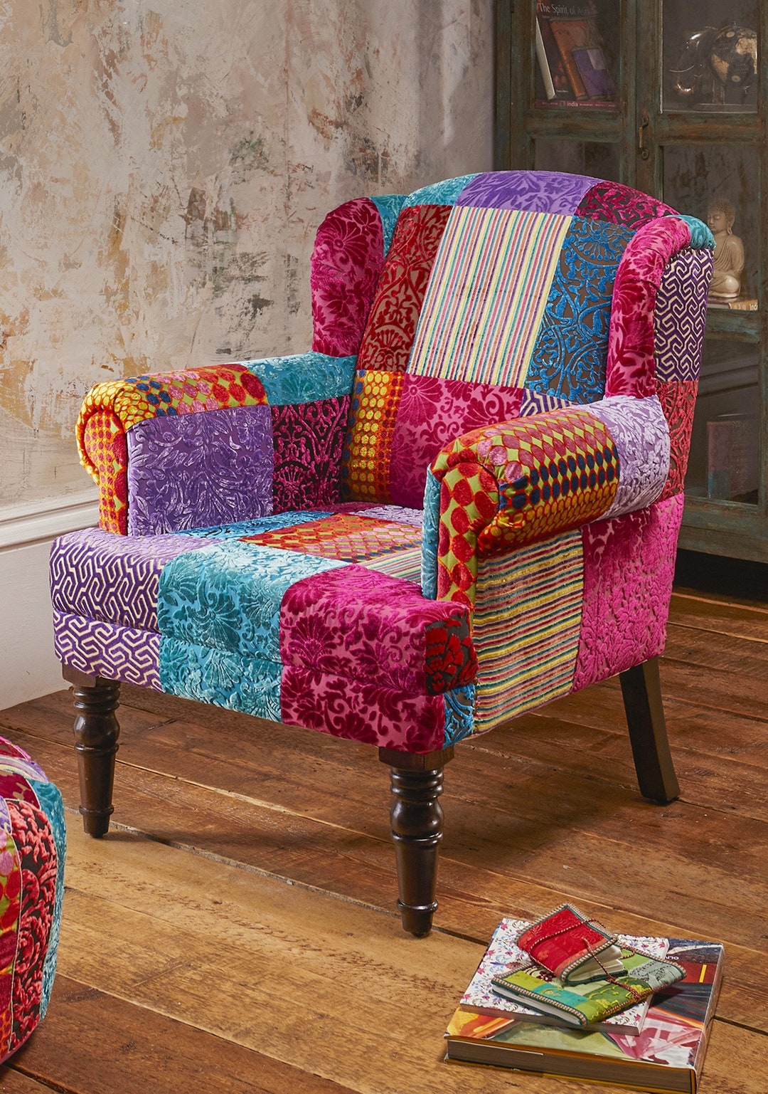 Velvet Armchair, Multi Patchwork, Handcrafted - Etsy UK