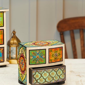 Manya Hand Painted 3-drawer Curved Mini Storage Chest - Etsy