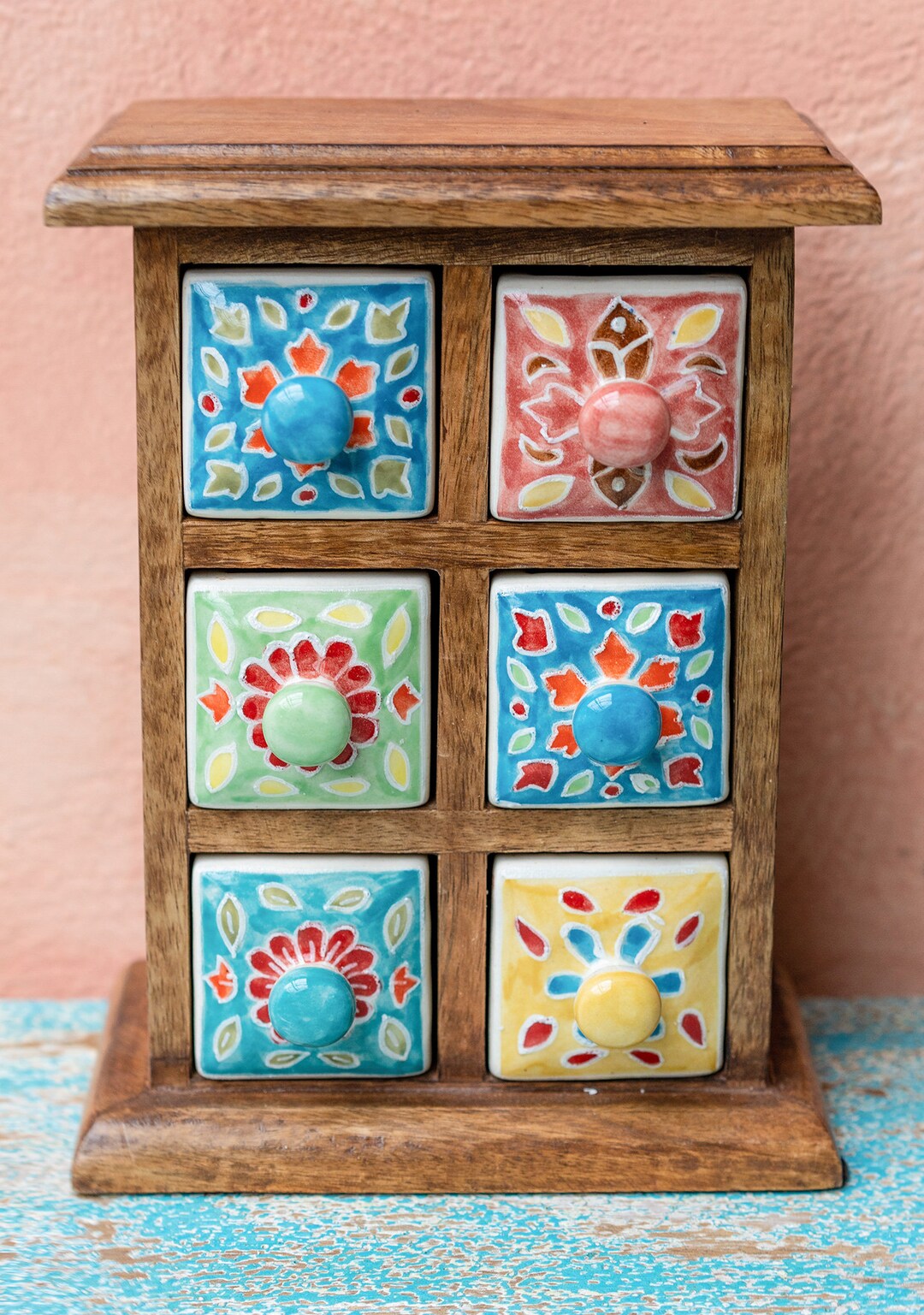 Shyla 6 Drawer Ceramic Pyramid Mini Storage Chest - Etsy UK