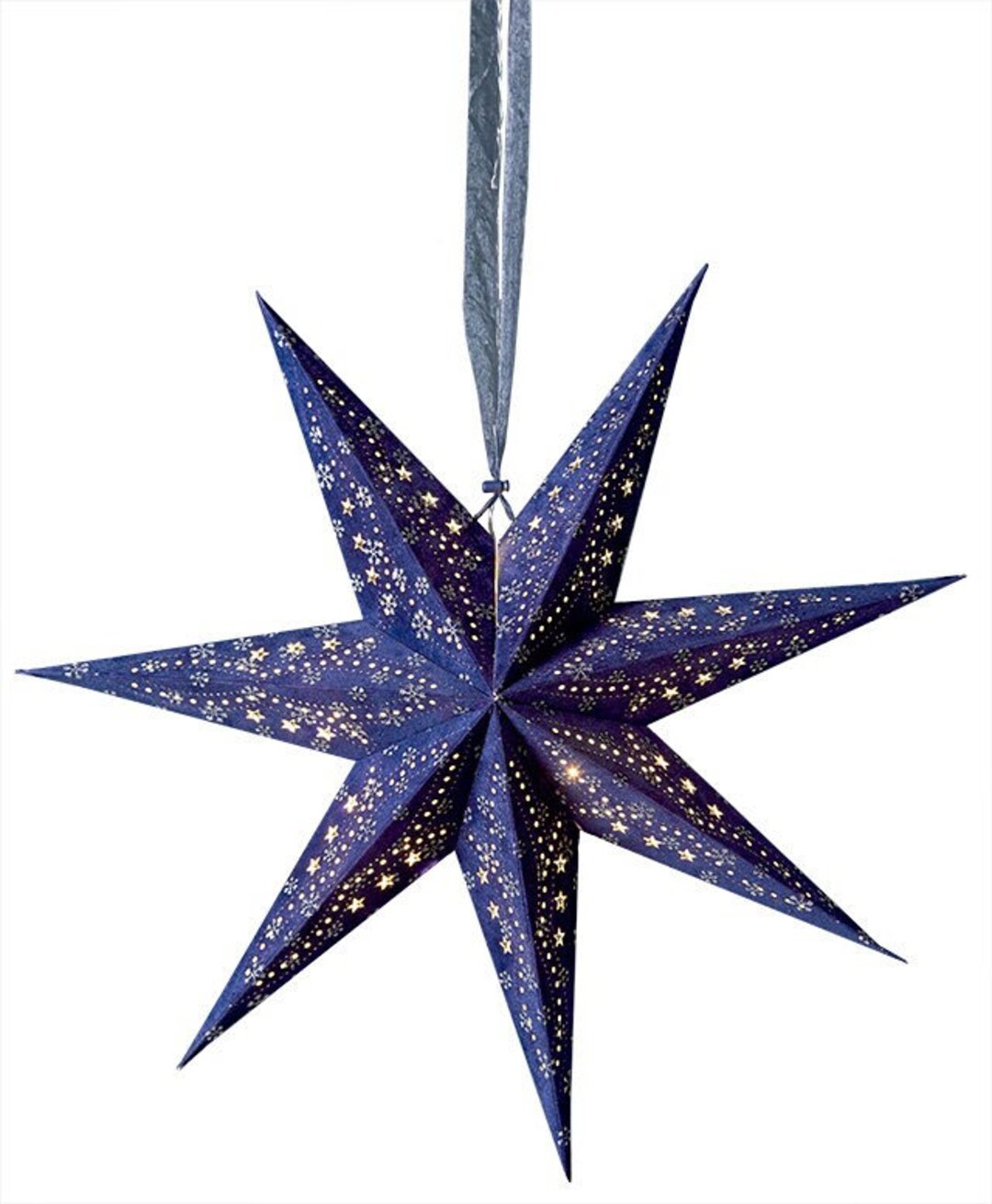 7-arm Blue Velvet Star With Glitter & Led's - Etsy