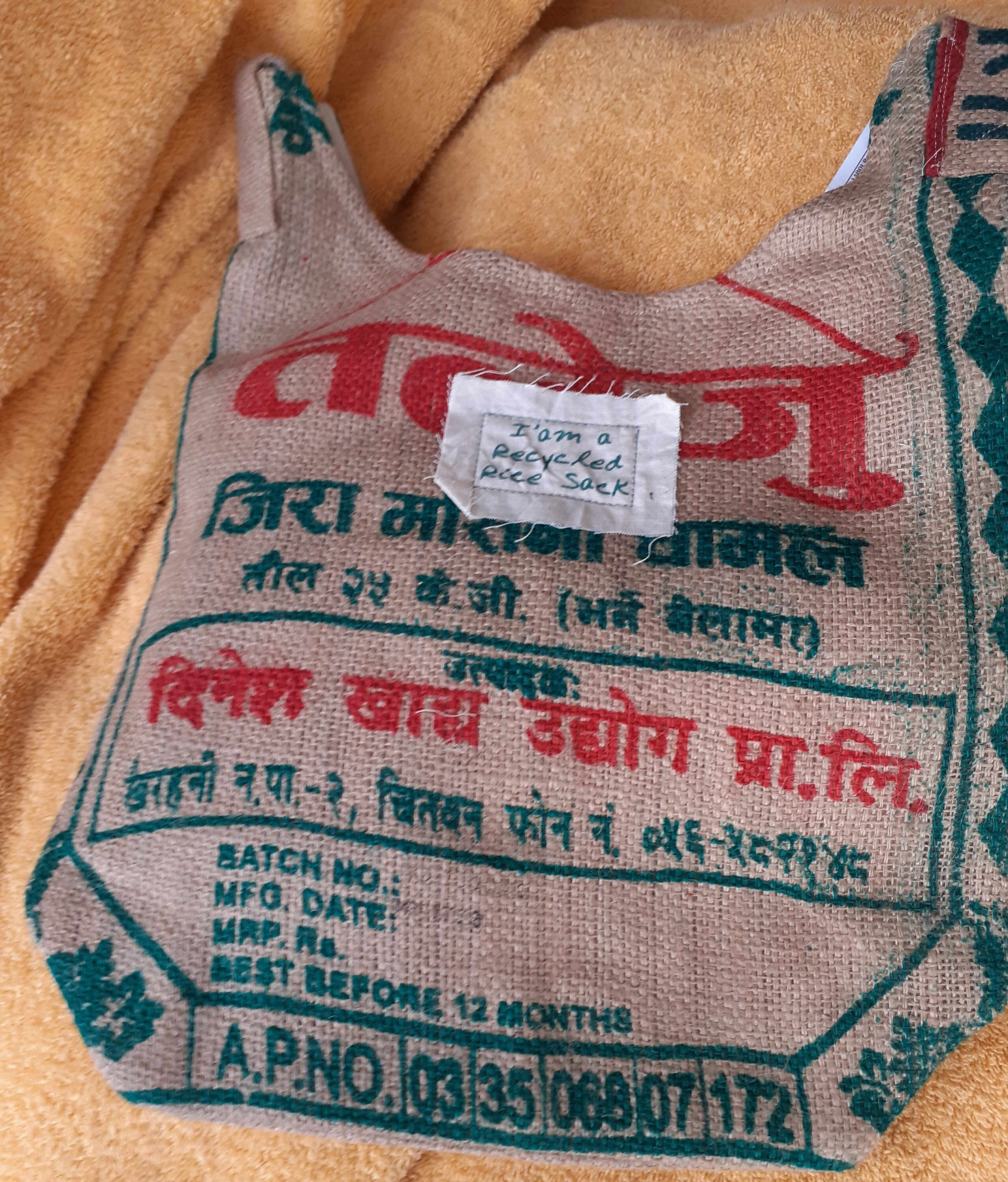 Recycled Rice Sack Bag Handcrafted 100% Cotton - Etsy UK