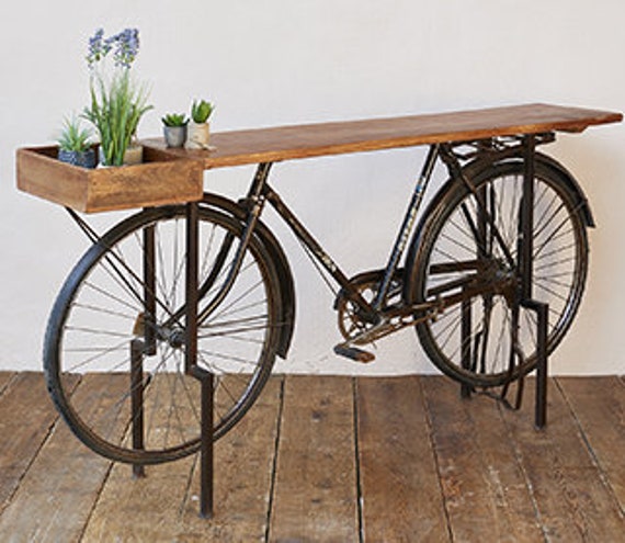 Vintage Wooden Top Bike Table Handcrafted - Etsy UK