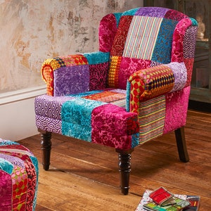 Velvet Armchair, Multi Patchwork, Handcrafted - Etsy UK