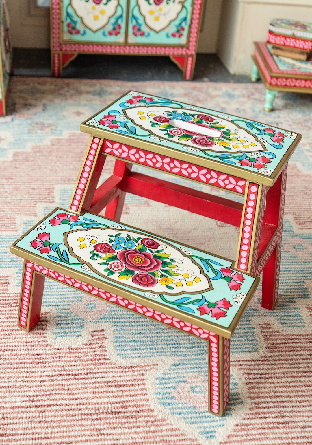 Step Stool, Rikisha, Hand Painted - Etsy