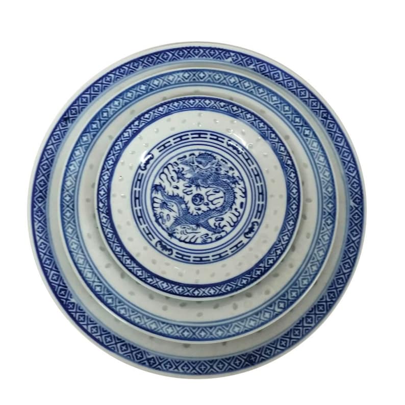 Rice Pattern Plates Set - Etsy