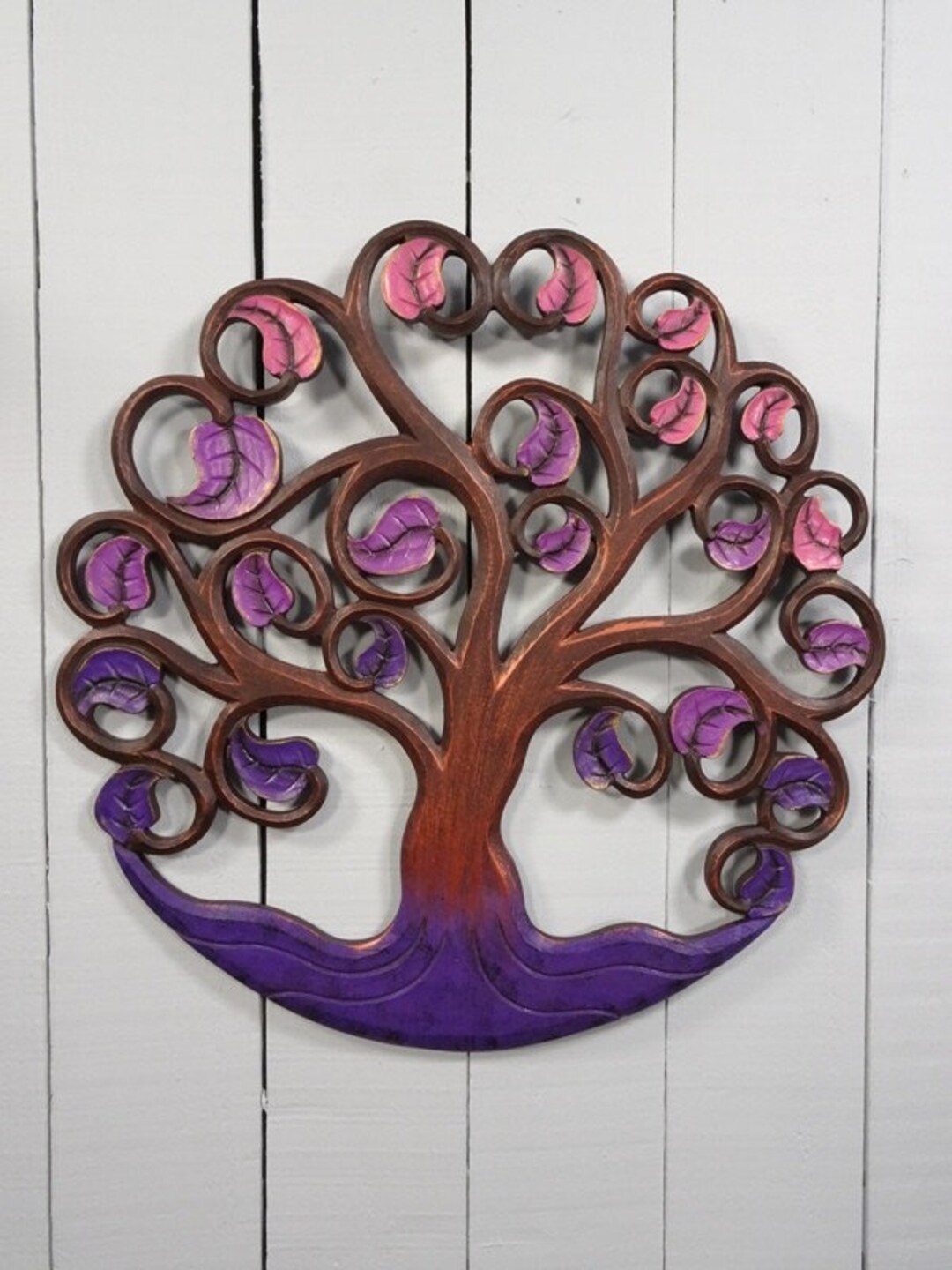 Tree of Life Plaque 48cm, Round, Purple - Etsy UK