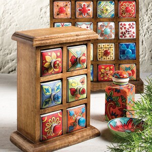 6 Drawer Ceramic Spice Chest, Handcrafted - Etsy